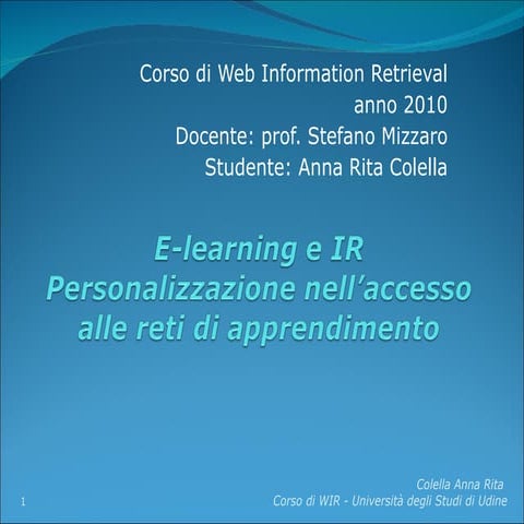E-learning e Information Retrieval | PPT