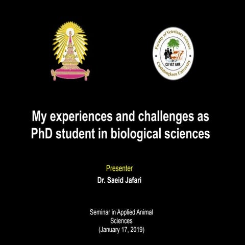My experiences and challenges during PhD study (jan 17, 2019) | PPT
