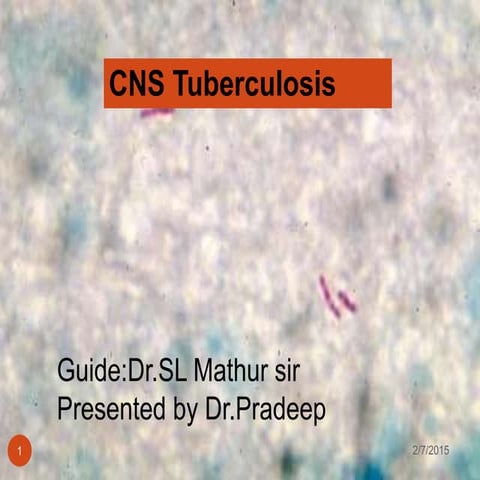 Seminar on cns tubercuosis by Dr.Pradeep Singh | PPTX
