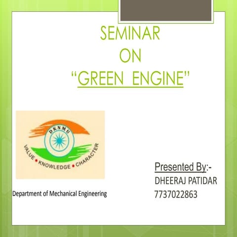 Seminar on green engine | PDF