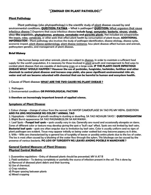 Introduction importance scope and objectives of plant pathology | PPTX