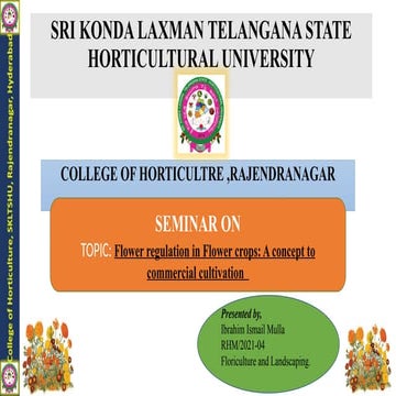 regulation of flowering in flower crops it includes various methods of ...