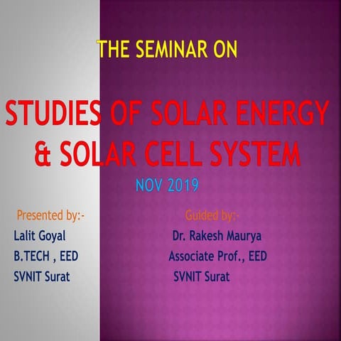 Solar energy and Solar cell system|studies of Solar energy and solar ...