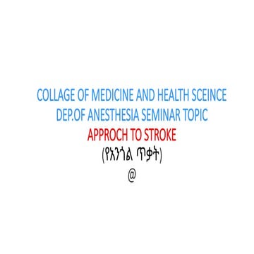 SEMINAR topic on stroke and it's clinical manifestation | PPTX