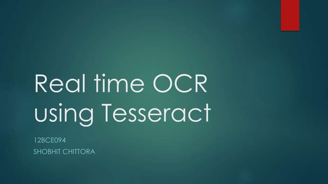 Ocr Using Tesseract Ppt