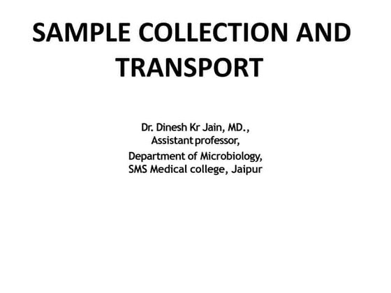 Collection, transport and processing of clinical specimens: CSF | PPT