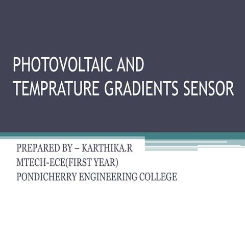 Seminar photovoltaic and temprature gradient sensor | PPTX