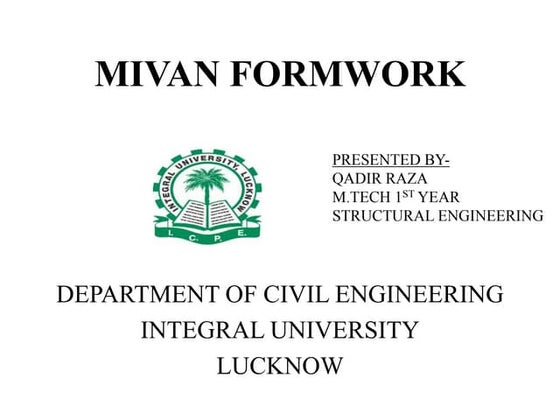 MIVAN CONSTRUCTION TECHNOLOGY for const | PPT