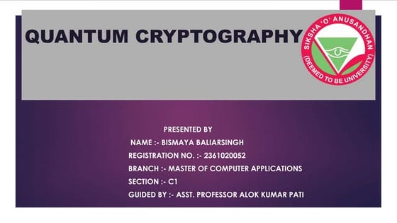 Quantum Cryptography presentation | PPT