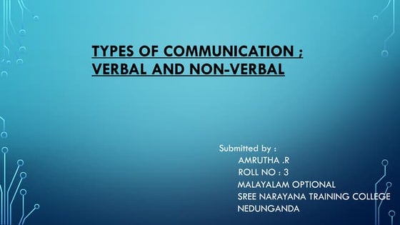 Verbal and nonverbal communication | PPTX
