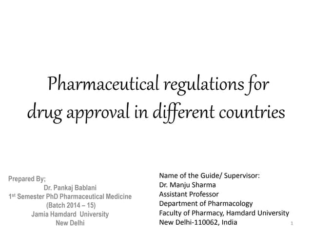 FDA Guidelines for Drug Development & Approval | PPTX