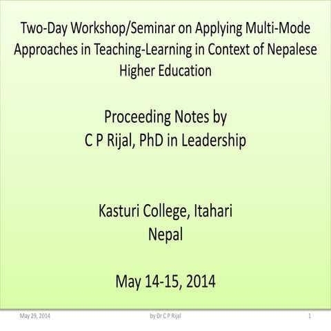 Seminar proceedings on multi mode approaches in teaching learning in ...