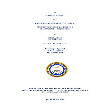 Seminar report of Laser Beam Welding | PDF