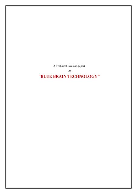 Blue Brain Technology, Artificial Intelligence | PPT