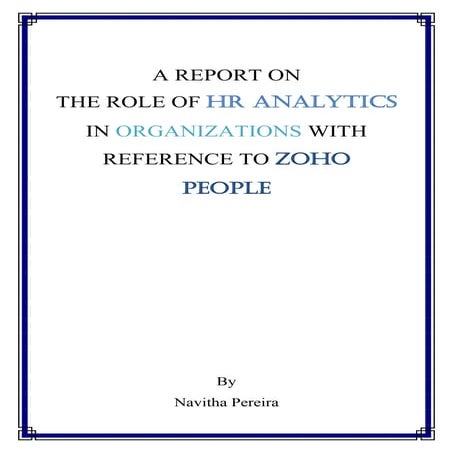 A Report On The Role Of HR Analytics In Organizations With Reference To ...
