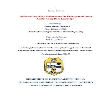 AI-Based Predictive Maintenance for Underground Power Cables Using Deep Learning | PDF