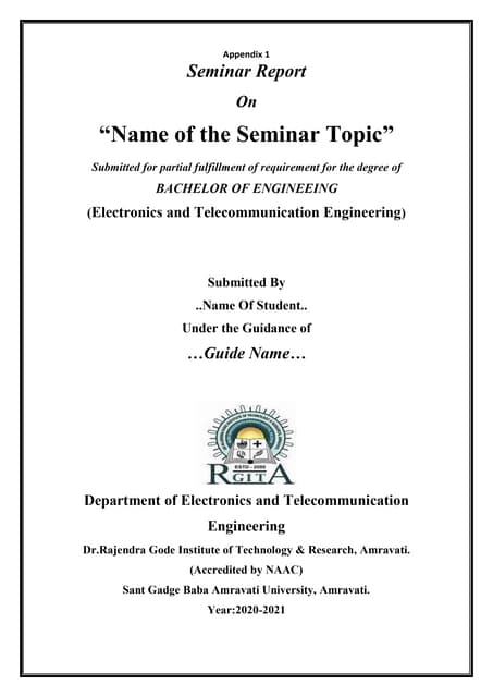 Sample Seminar Report Pdf