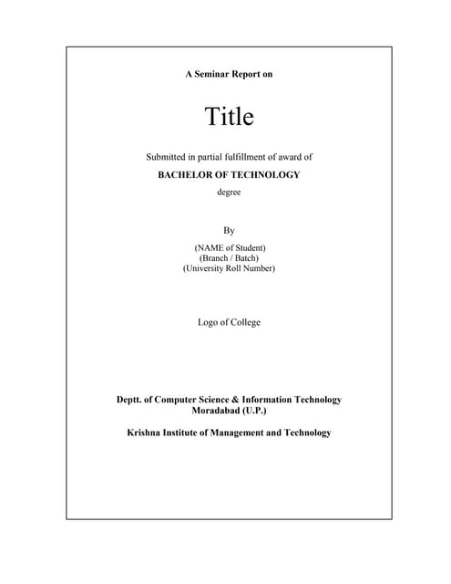 Sample seminar report | PDF