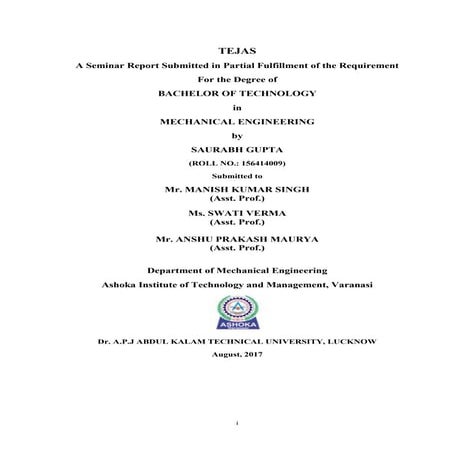 Seminar report on hal tejas(1) | PDF