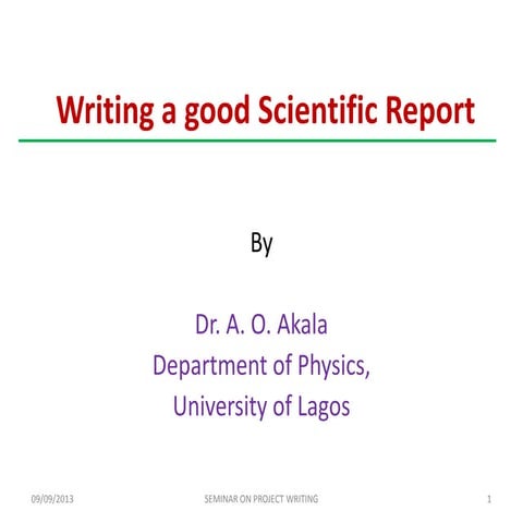 Seminar scientific report | PPT