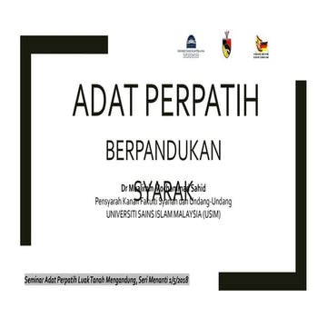 Adat Perpatih Patuh Syariah di Malaysia | PPTX