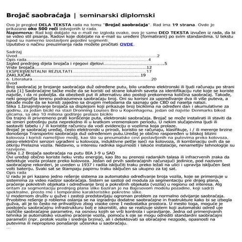 Seminarski diplomski brojac saobracaja | PDF