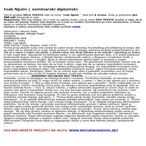 Seminarski diplomski isak njutn- | PDF