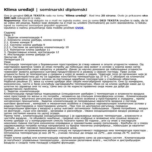 Seminarski diplomski klima uredaji | PDF