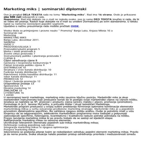 Seminarski diplomskimarketing miks-183 | PDF