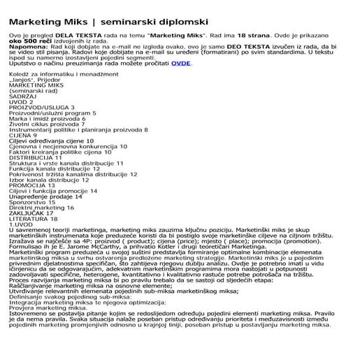 Seminarski diplomskimarketing miks-270 | PDF