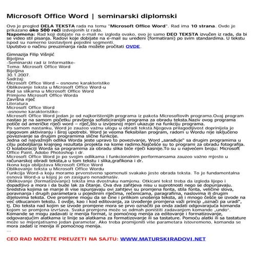 Seminarski diplomskimicrosoft office-word | PDF