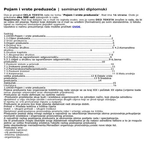 Seminarski diplomskipojam i-vrste-preduzeca | PDF