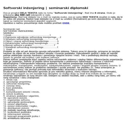 Seminarski diplomski softverski inzenjering | PDF