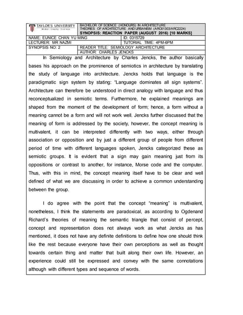 Semiology and archtecture synosis 2 | DOCX