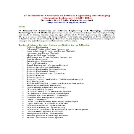 5th International Conference on Software Engineering and Managing ...