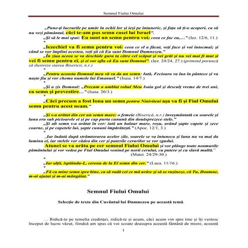 Cuvântul lui Dumnezeu despre semnul Fiului Omului | PDF