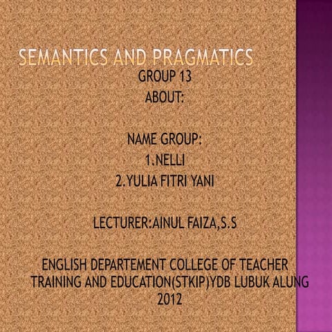 Semantics and Pragmatics | PPT