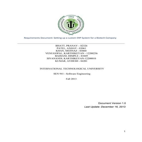 Requirements document for biotech company | PDF