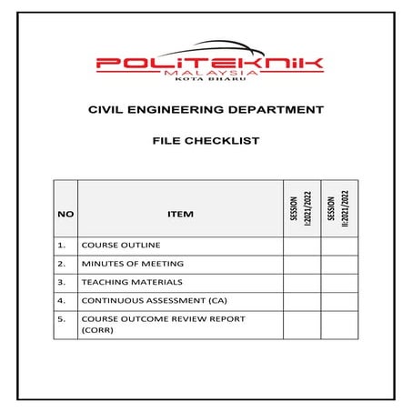 Senarai semak fail kursus | PDF