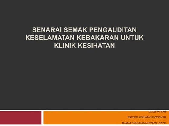 Senarai semak pemeriksaan krselamatan tempat kerja dan healthy setting ...