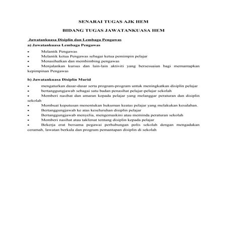 Senarai tugas ajk hem | DOC