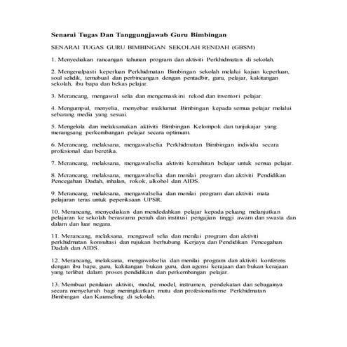 Senarai tugas gbk | DOCX