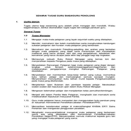 Senarai tugas guru biasa | DOCX