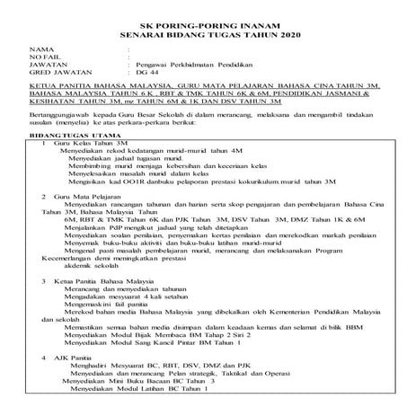 Senarai tugas khas guru | DOC