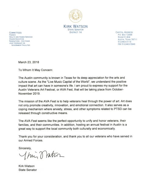 A Letter form Senator Kirk Watson | PDF A Letter form Senator Kirk Watson | PDF