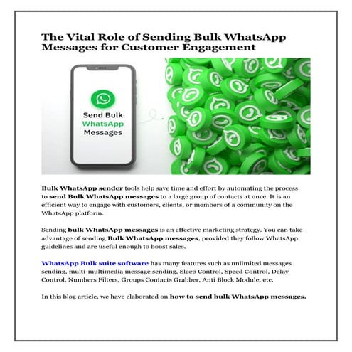 The Vital Role of Sending Bulk WhatsApp Messages for Customer ...