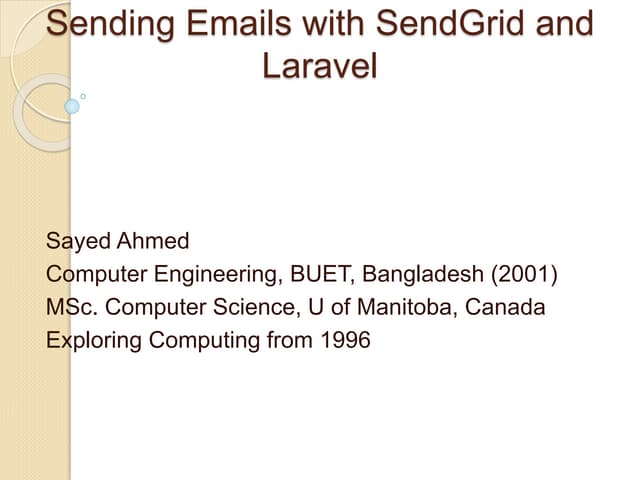 Sending email with send grid and laravel | PPT Sending email with send grid and laravel | PPT