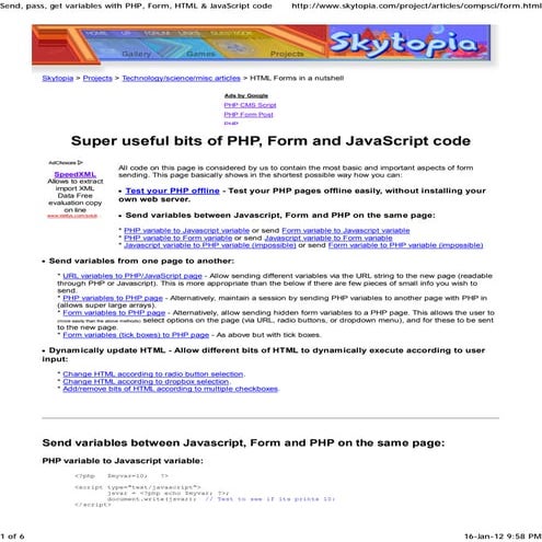 Send Pass Get Variables With Php Form Html And Java Script Code Pdf 