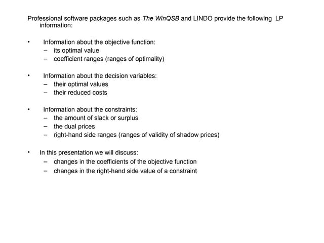 Operations Research - Sensitivity Analysis | PPTX
