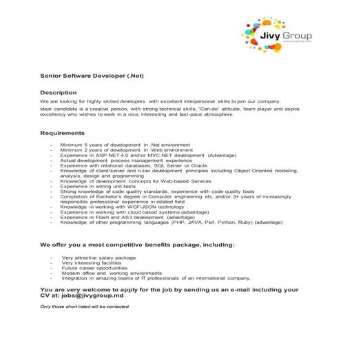 Senior Net Developer Pdf 9480